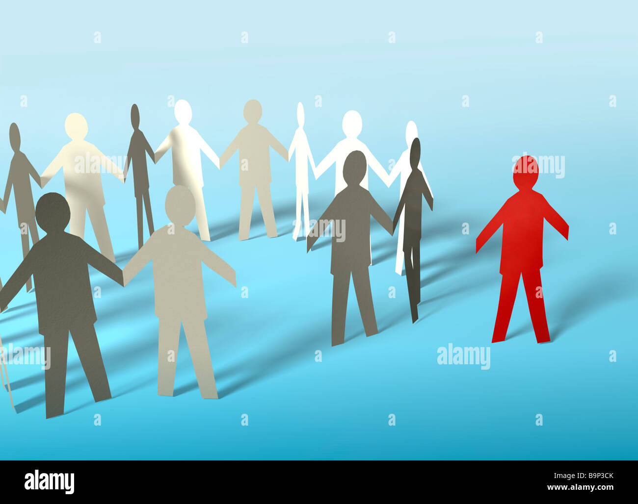 Alone - paper chain men Stock Photo - Alamy