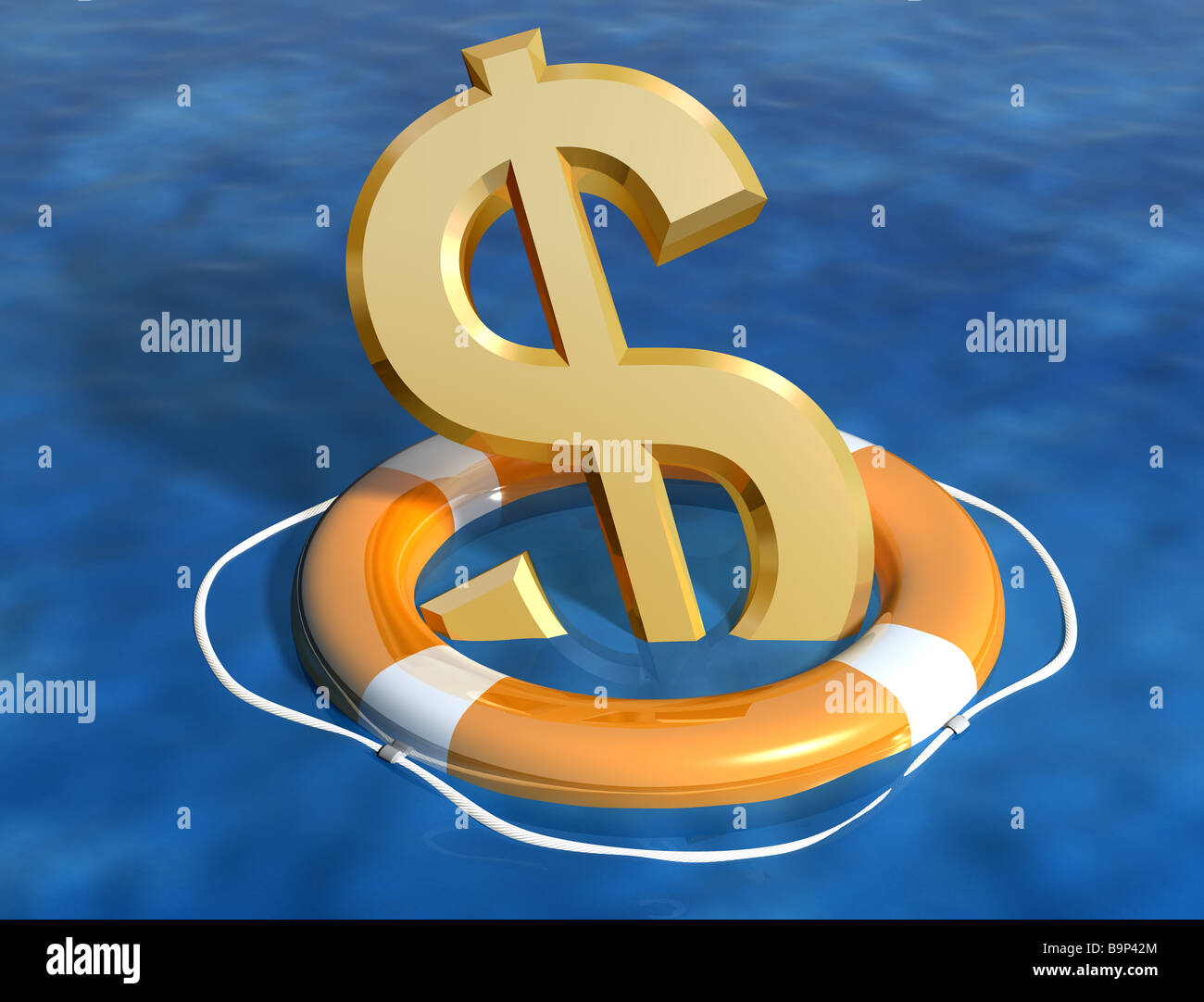 Illustration of the sinking dollar being saved Stock Photo - Alamy