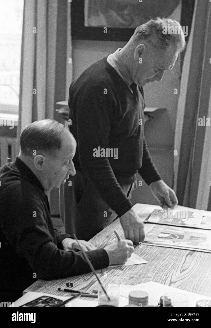 Lenin s prize winners artist Porfiriy Krylov left and Nikolai Sokolov ...