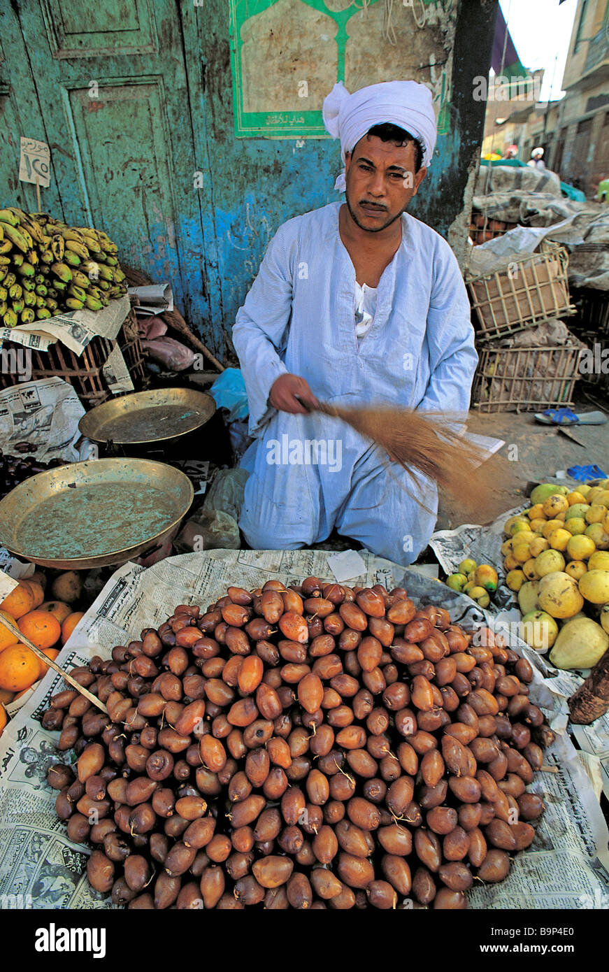 Egypt, Upper Egypt, Nubia, Aswan, dates seller in the souk Stock Photo ...