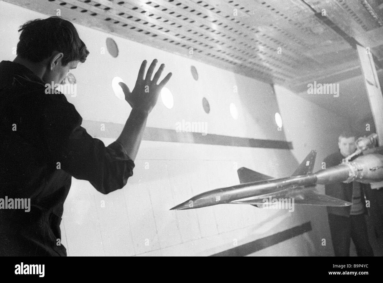 A model of the Tu 144 in a supersonic very large wind tunnel Stock ...