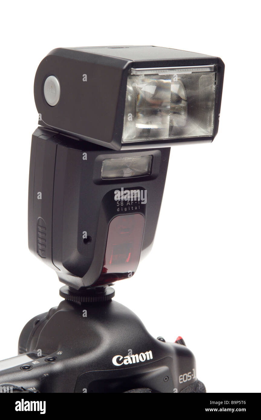 A Metz electronic flashgun for digital single lens reflex cameras Stock ...