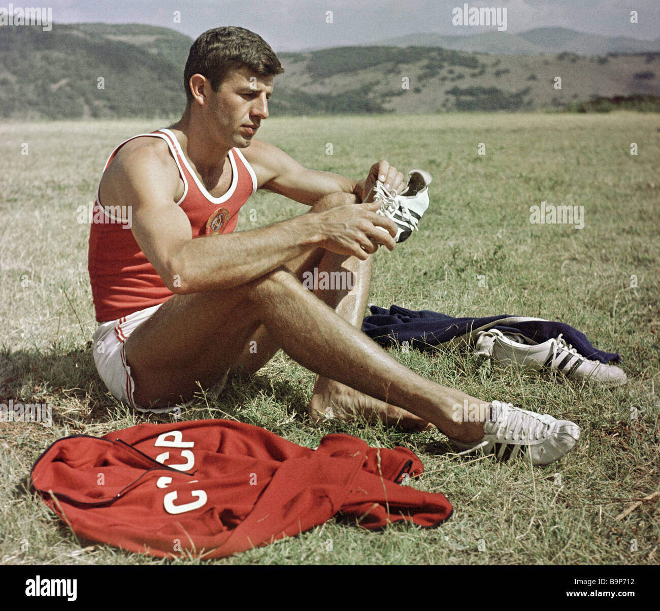 World long jump champion Igor Ter Ovanesyan relaxes after training ...