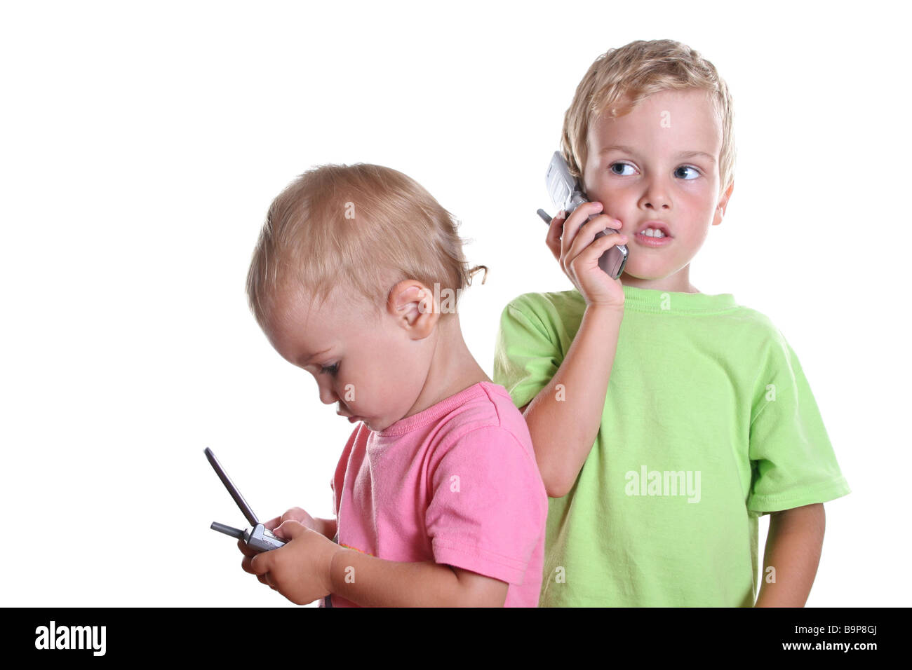 children with phones 2 Stock Photo - Alamy