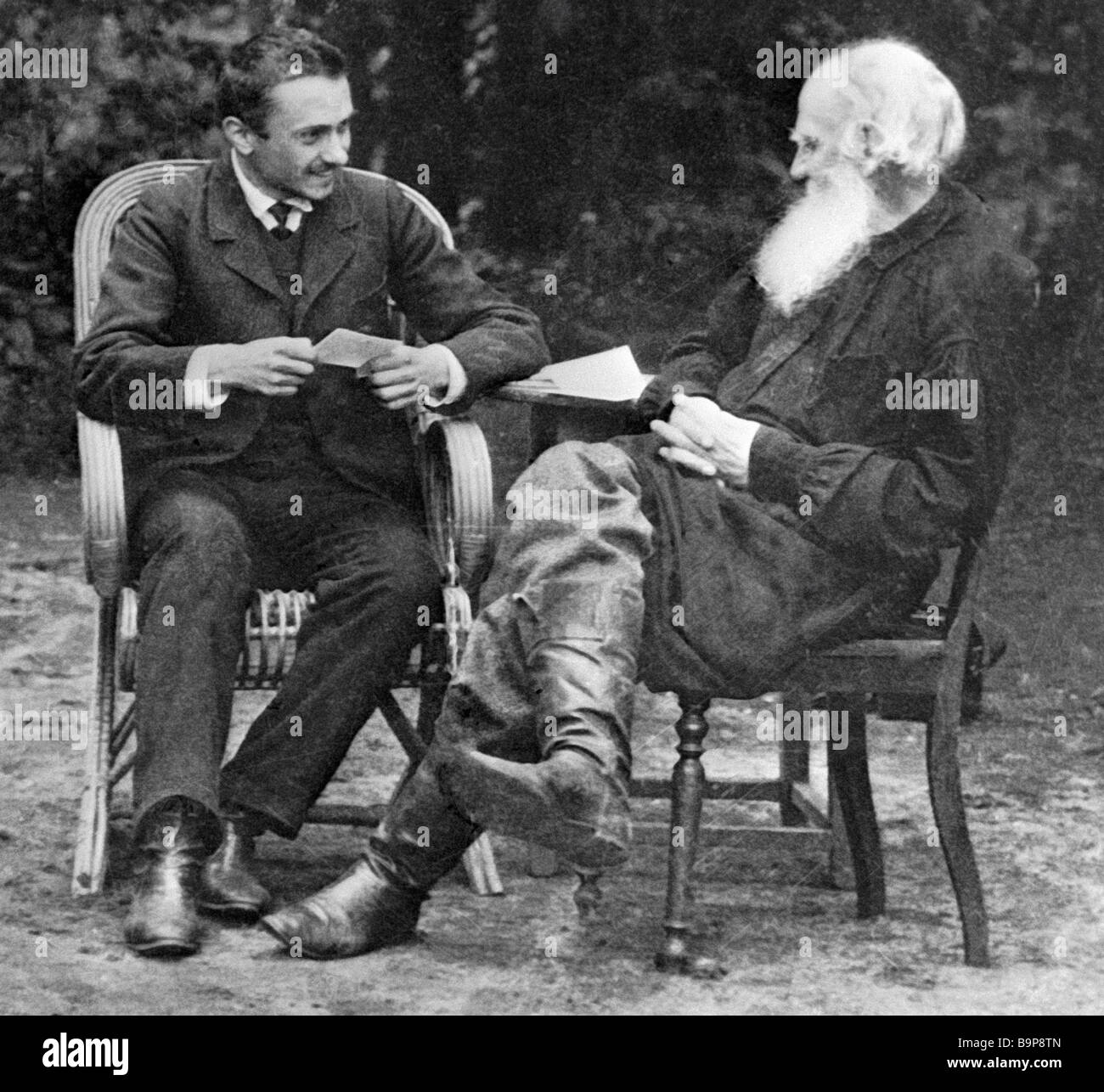 Writer Leo Tolstoy right and his secretary Valentin Bulgakov left ...
