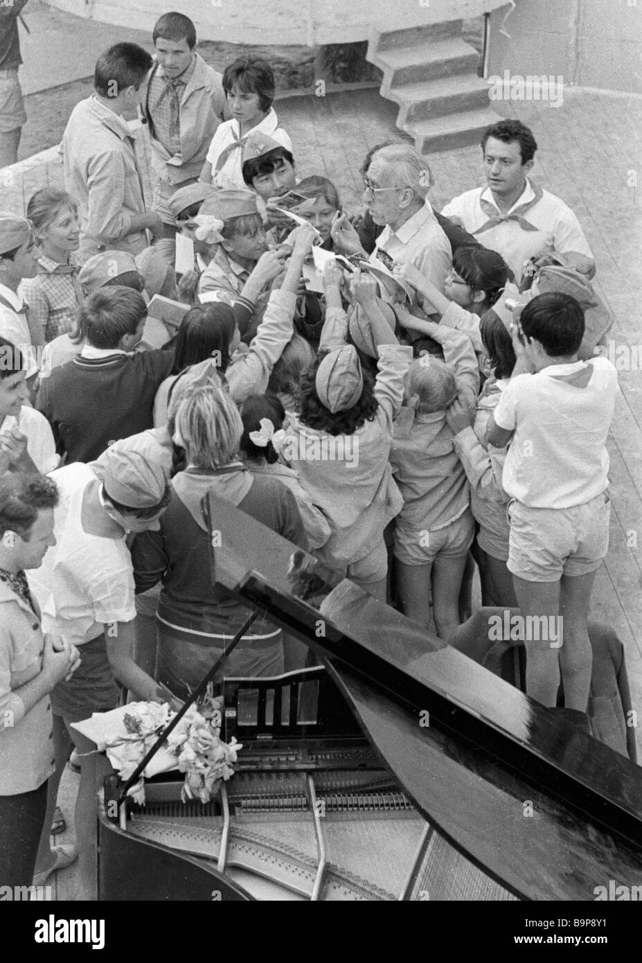 Composer Dmitry Kabalevsky photographing after performance in the ...