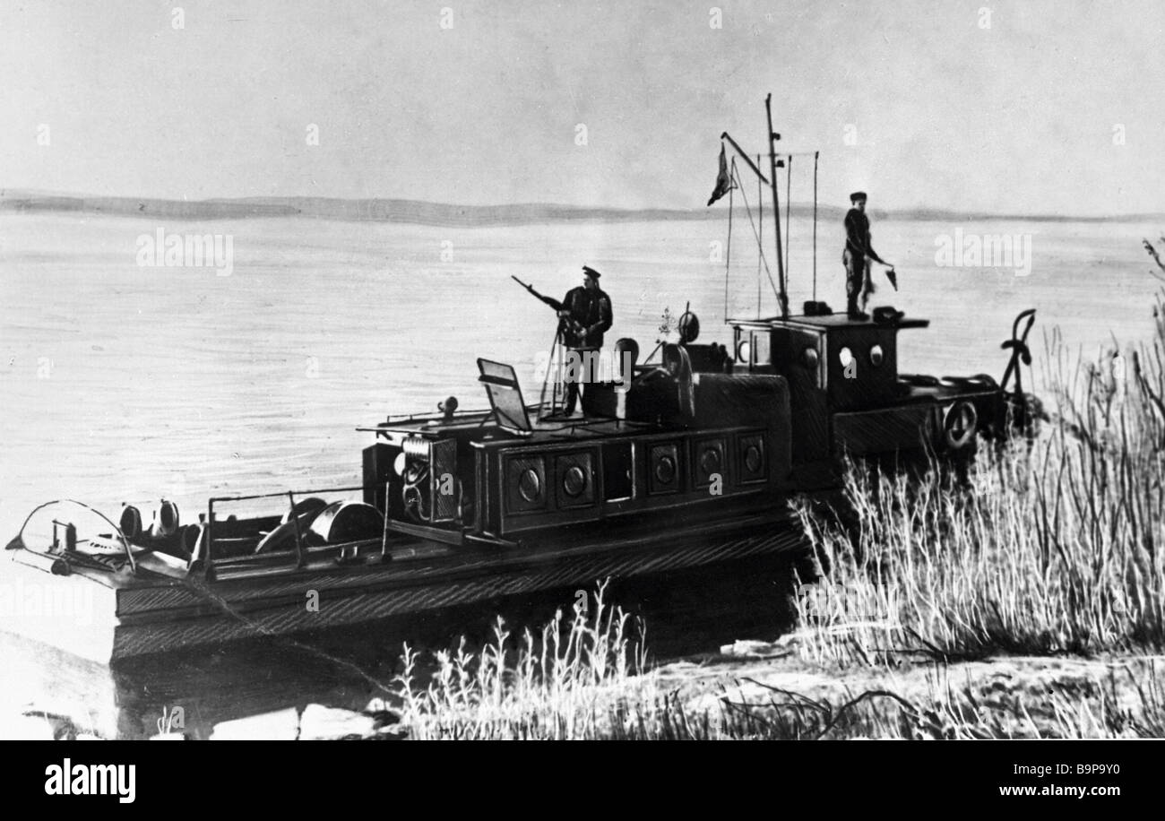 A mine sweeping cutter The Volga military flotilla Stalingrad Stock ...