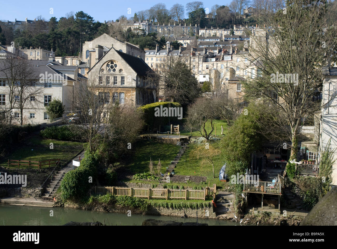 Walcot "London Street" gardens backing down to the river, "Bath Spa ...