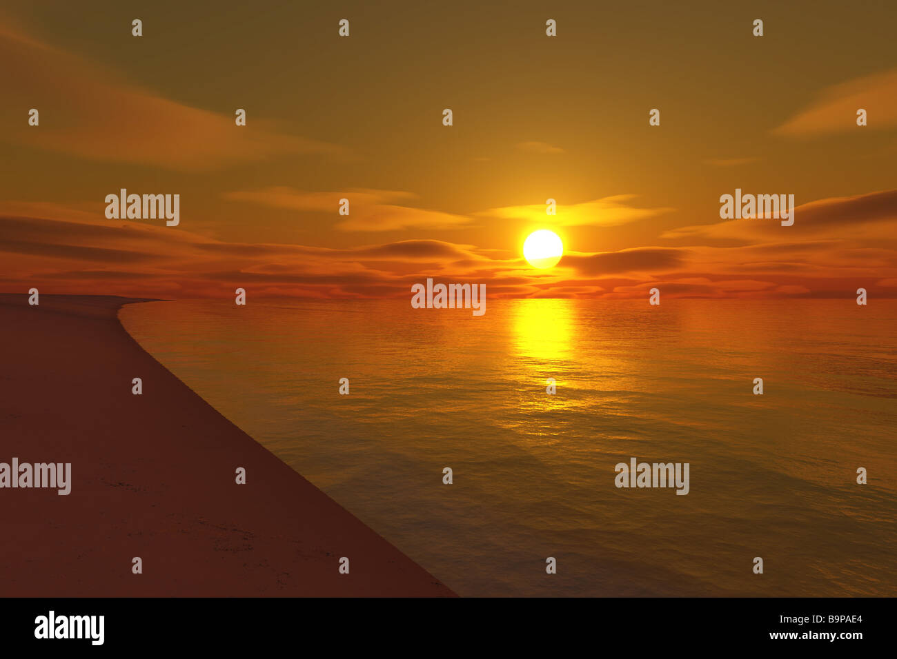 endless beach sunset Stock Photo - Alamy