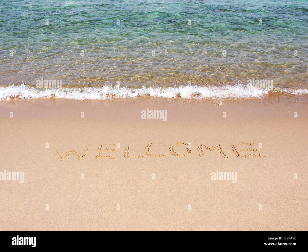 welcome on beach Stock Photo - Alamy