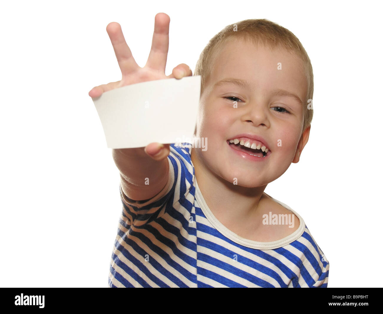 smile boy with card for text Stock Photo - Alamy
