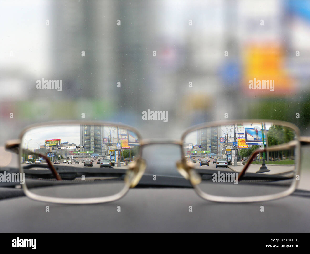 glasses on front panels of car Stock Photo - Alamy