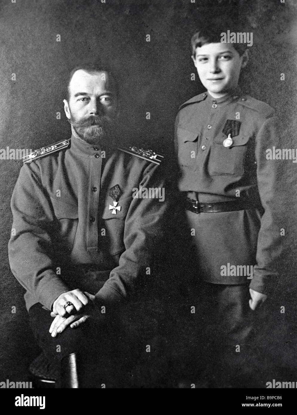 Russian Emperor Nicholas II with his son Alexei Photo 1915 Stock Photo ...
