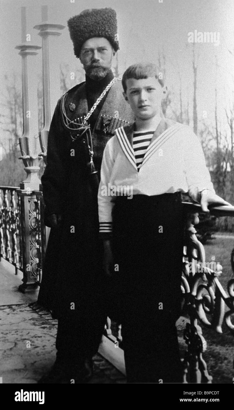 Russian Emperor Nicholas II with his son Alexei The photograph was ...