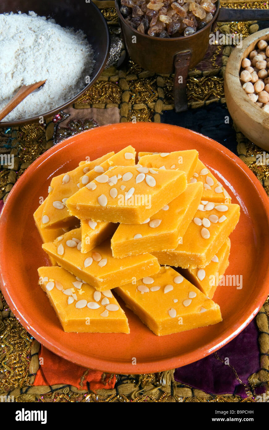Barfi Dessert made with chick peas flour India Indian cooking Stock ...