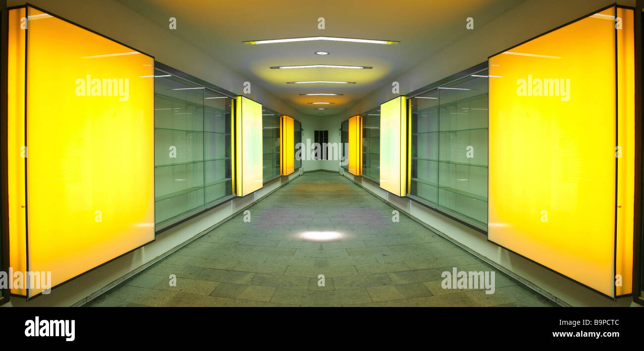 alleyway with square orange lights Stock Photo - Alamy