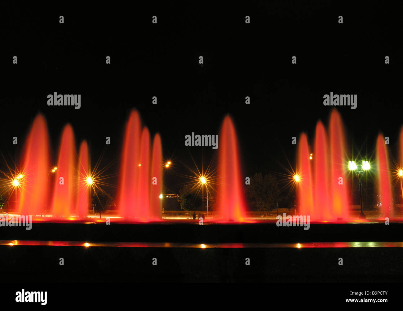 red night fountain Stock Photo - Alamy