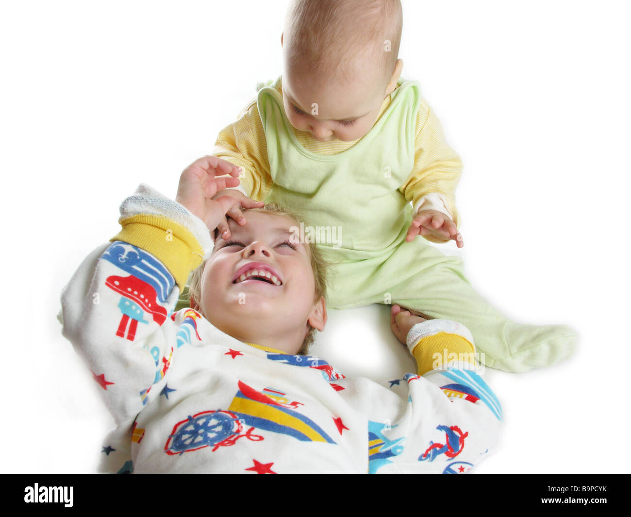 child with baby on white Stock Photo - Alamy