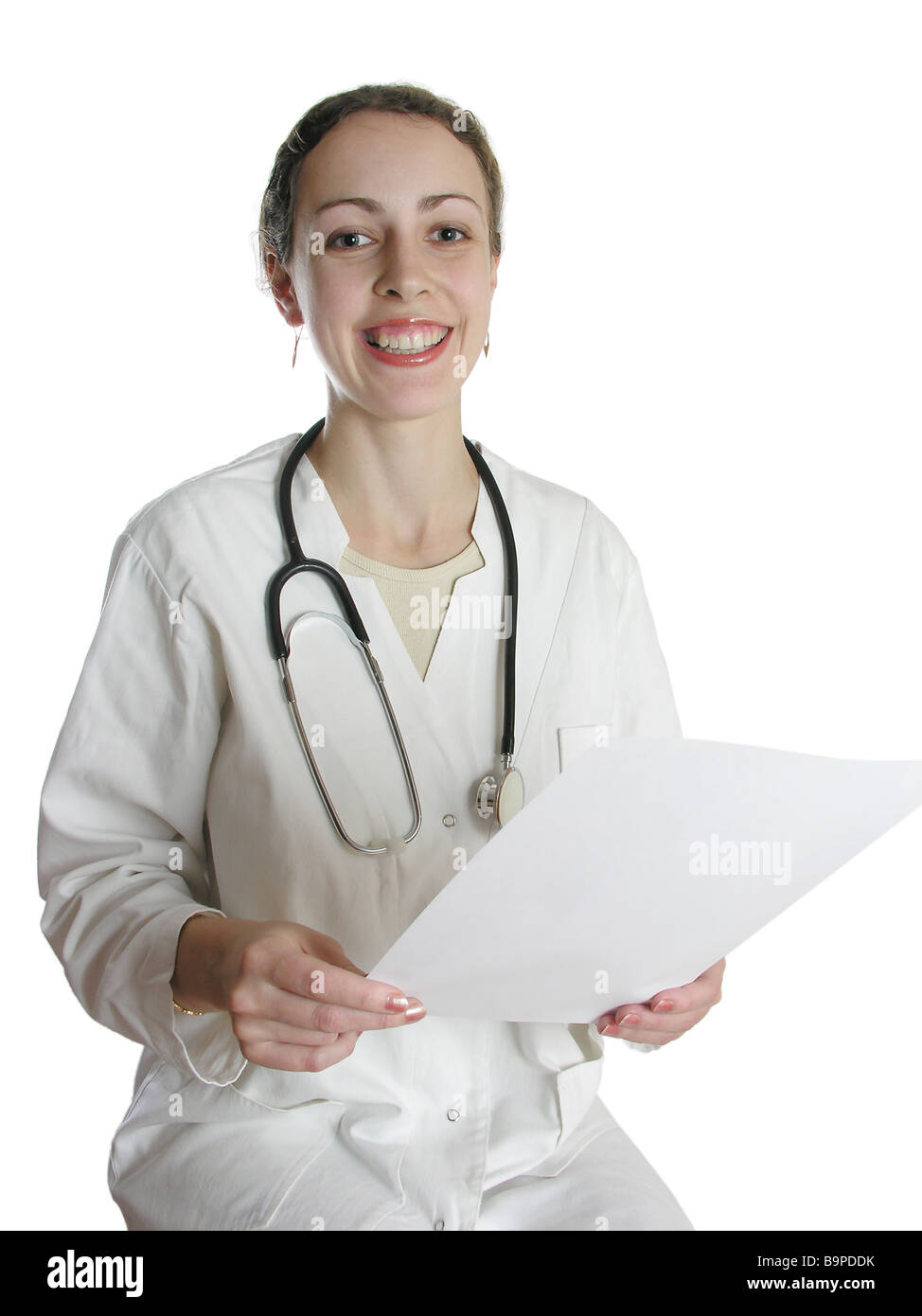 smiling doctor with paaper Stock Photo - Alamy