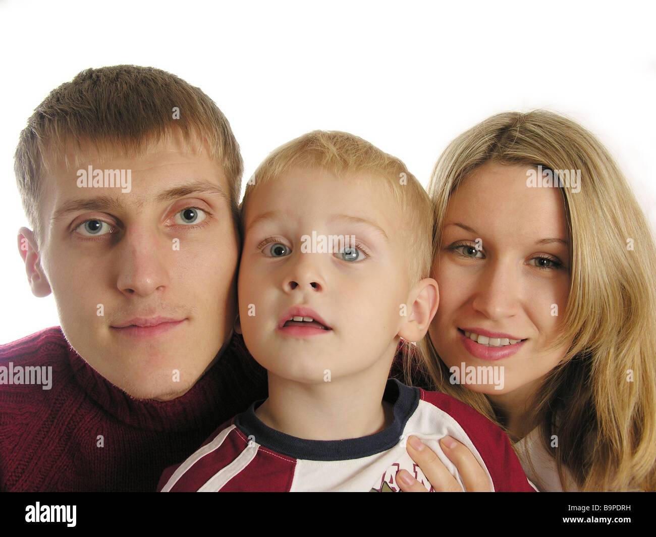 family of three isolated 3 Stock Photo - Alamy