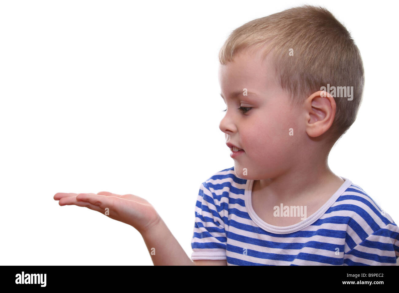 put something on boy's hand Stock Photo - Alamy