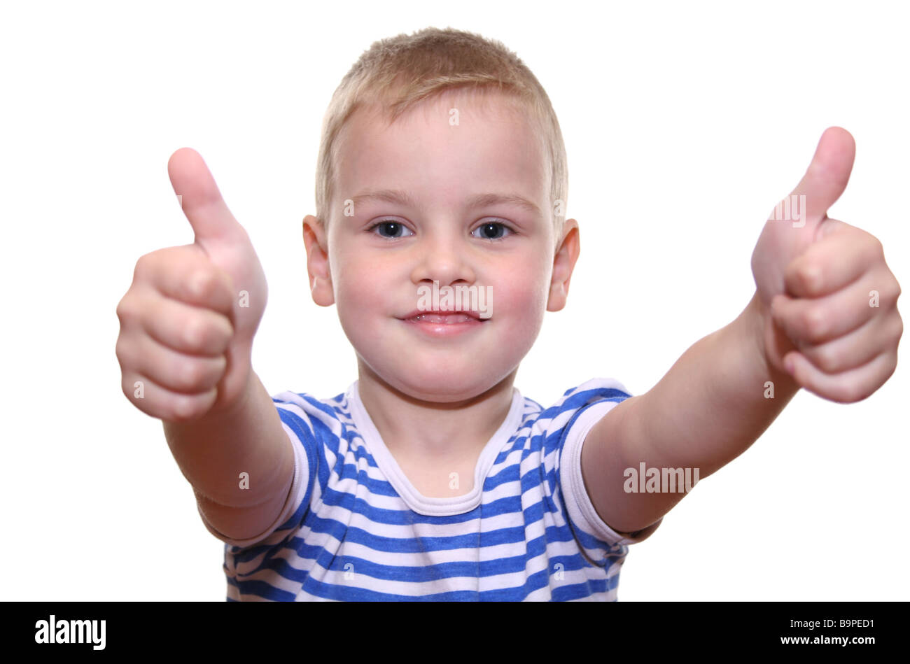 happy boy with two hands Stock Photo - Alamy