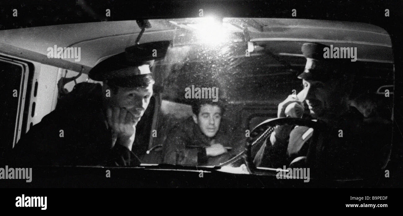 Policemen in a patrol car Stock Photo - Alamy