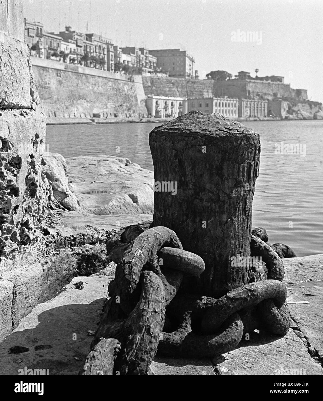 A medieval pier bollard on Malta Stock Photo - Alamy