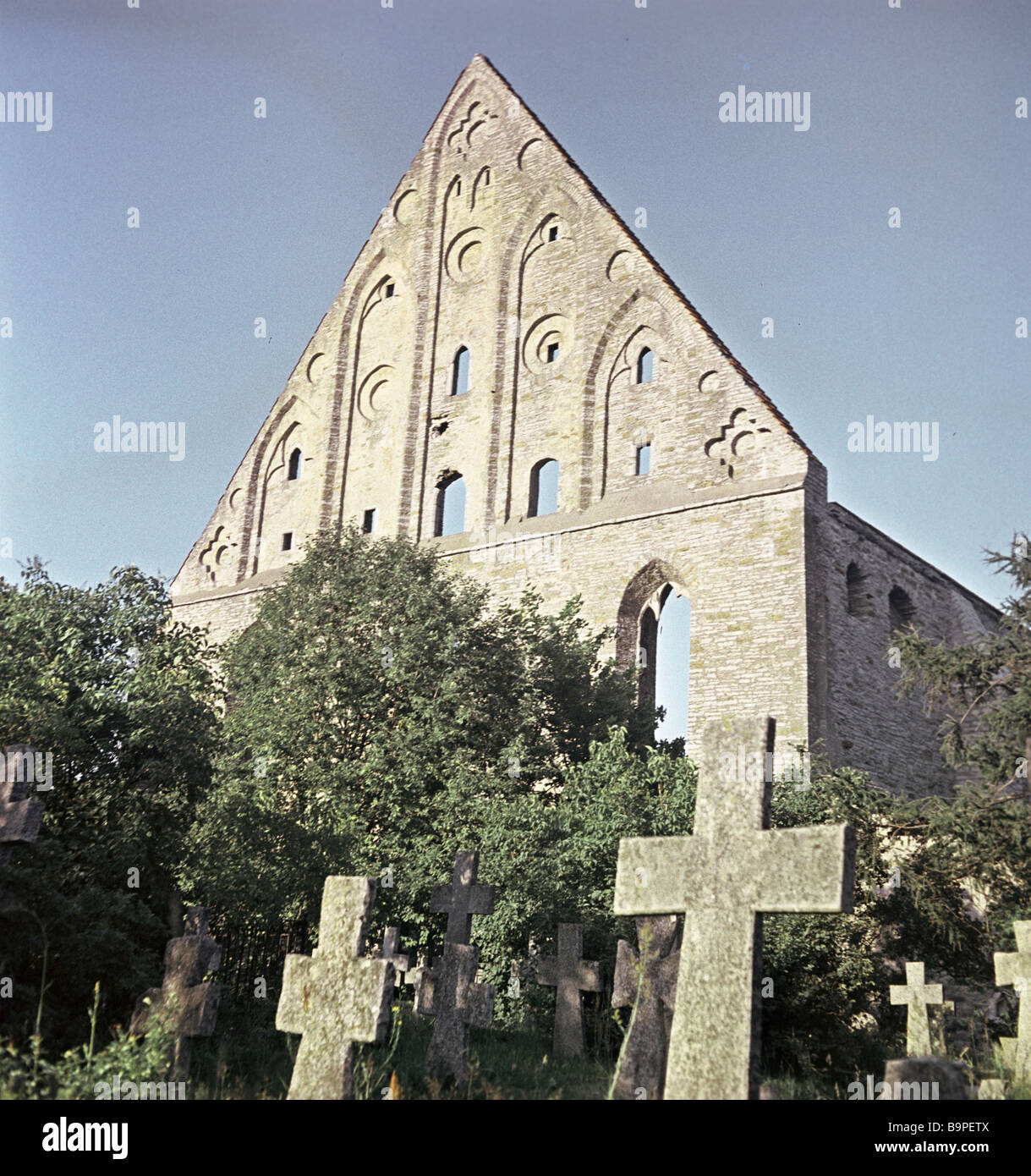 The western facade of the St Bridget Monastery and the old cemetery in ...