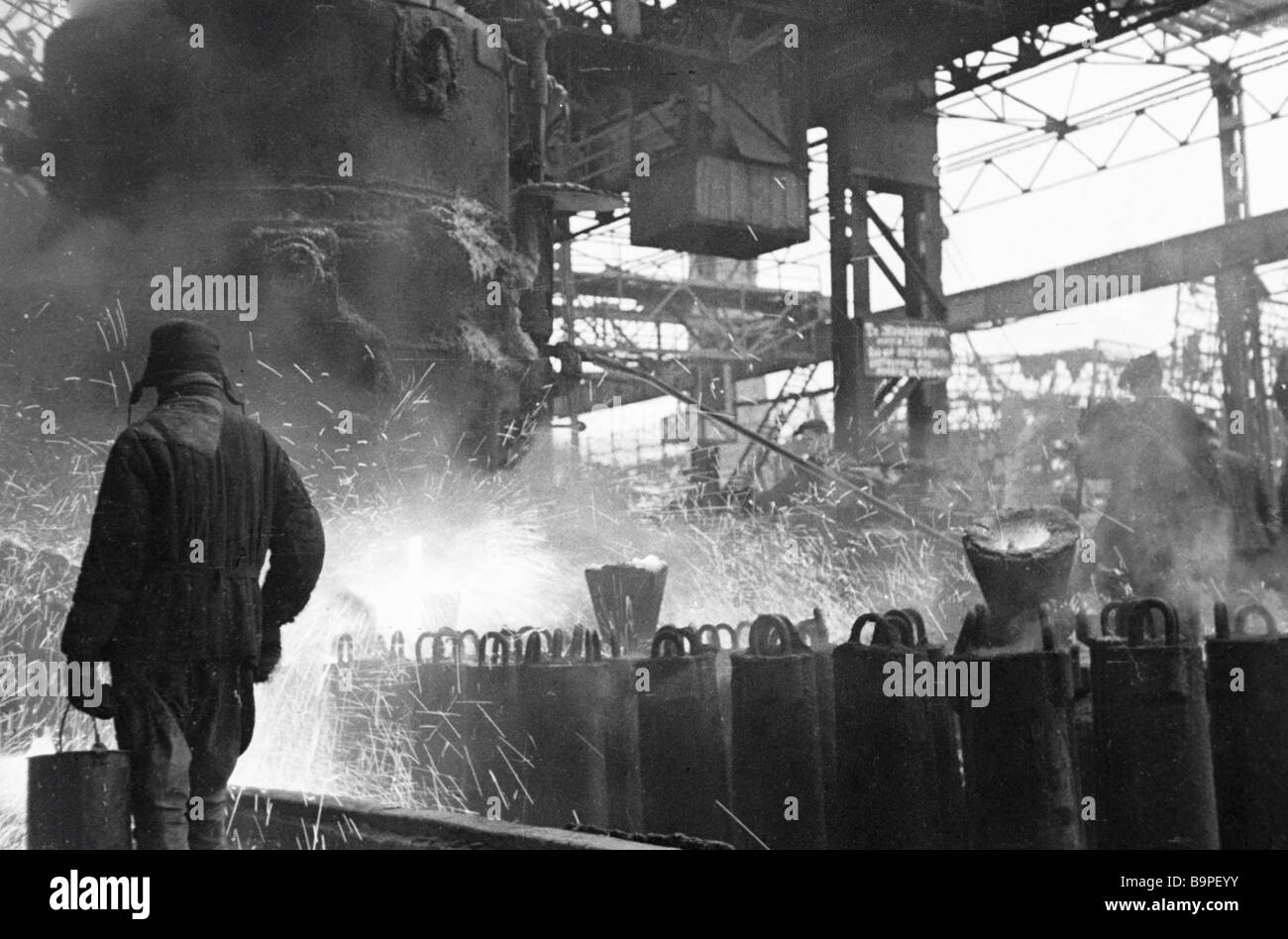 The smelting shop of the Red October plant in Stalingrad Stock Photo ...