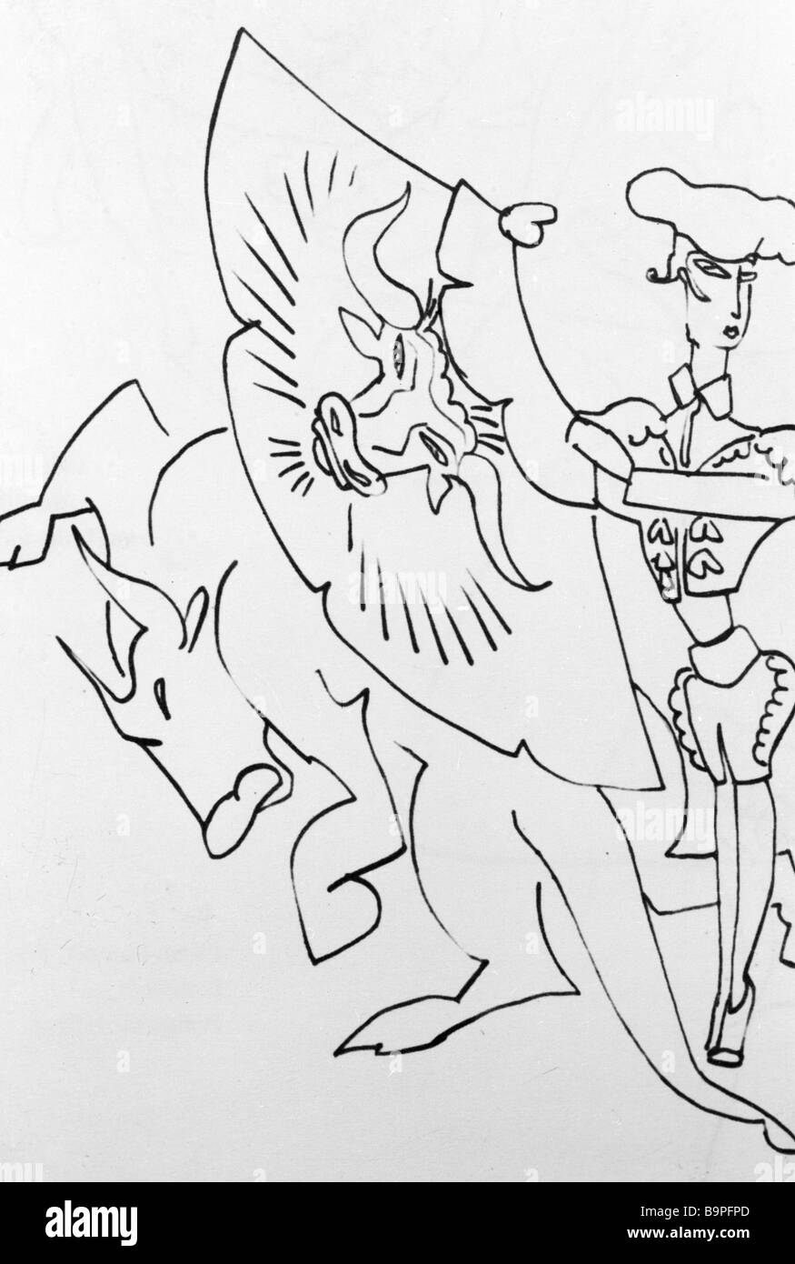 A reproduction of Sergei Eisenstein s drawing Toreador Stock Photo - Alamy