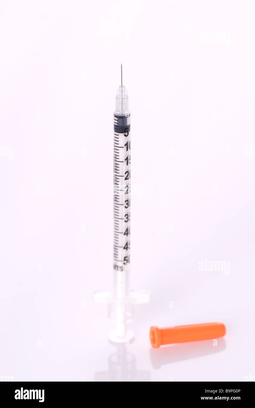 Hypodermic injection isolated against a white background Stock Photo ...