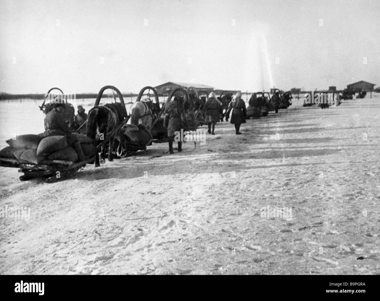 Peasants taking the grain to a grain requisitioning center for ...