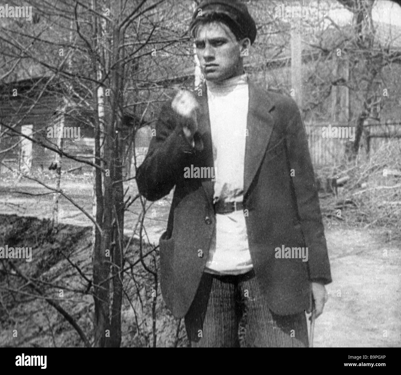 Poet Vladimir Mayakovsky in a scene in the film A Lady and a Hooligan ...