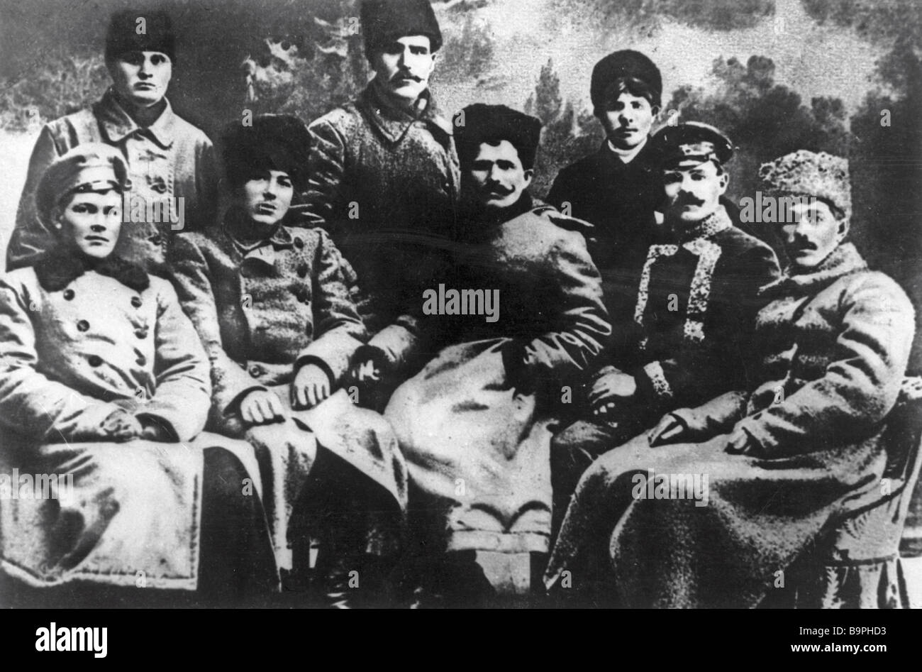 Legendary Civil war hero commander Vasily Chapayev center sitting with ...