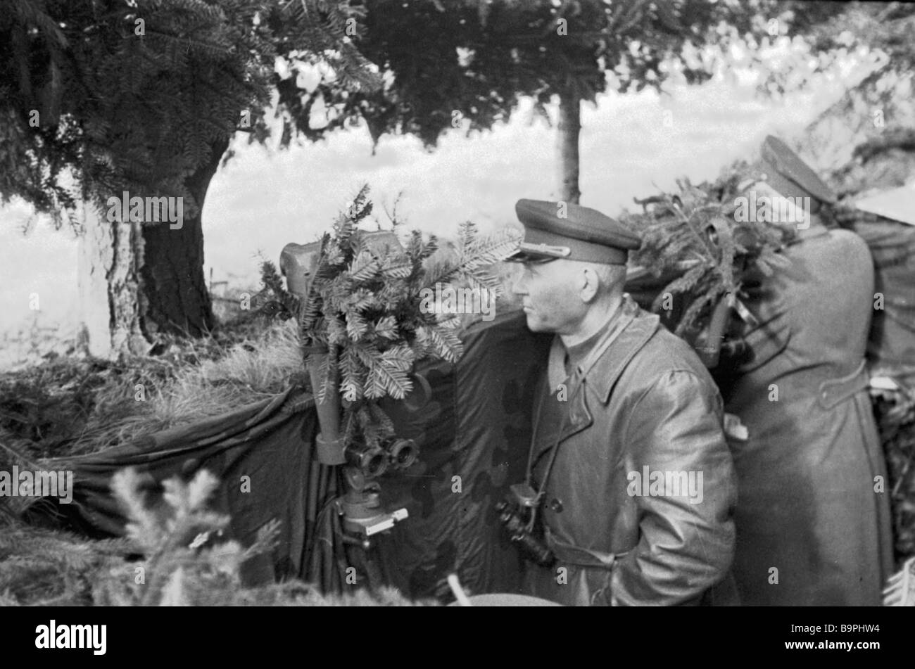 Front commander Marshal of the Soviet Union I Konev observing a battle ...