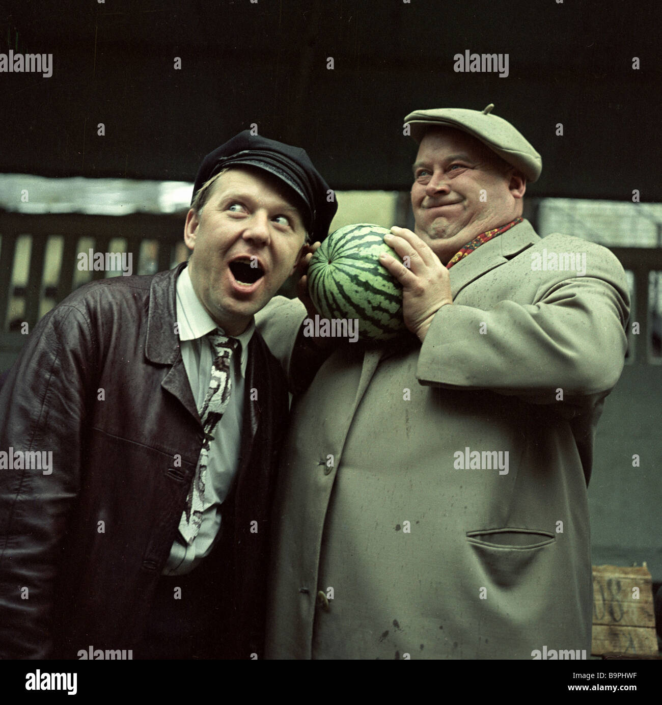Actor Yevgeny Morgunov right and clown Oleg Popov left Stock Photo - Alamy