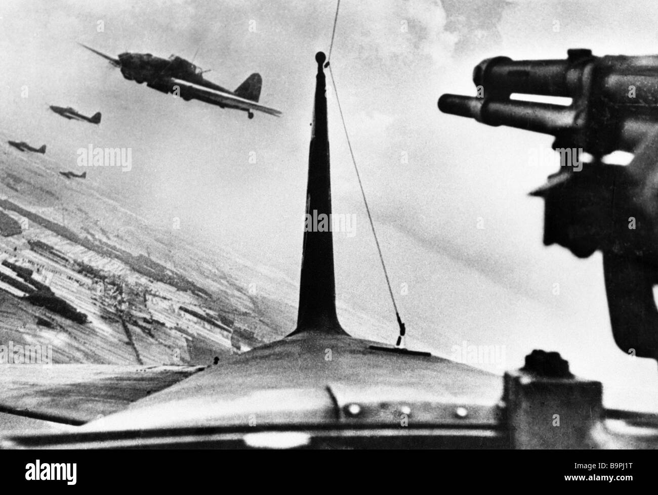 A squadron of Soviet Il 2 attack planes on a combat task Stock Photo ...