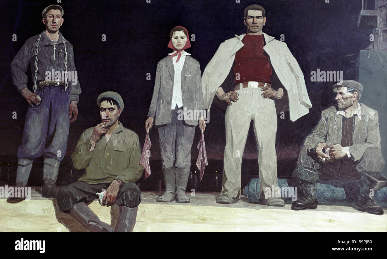 Reproduction of the painting Bratsk constructors by Viktor Popkov from ...