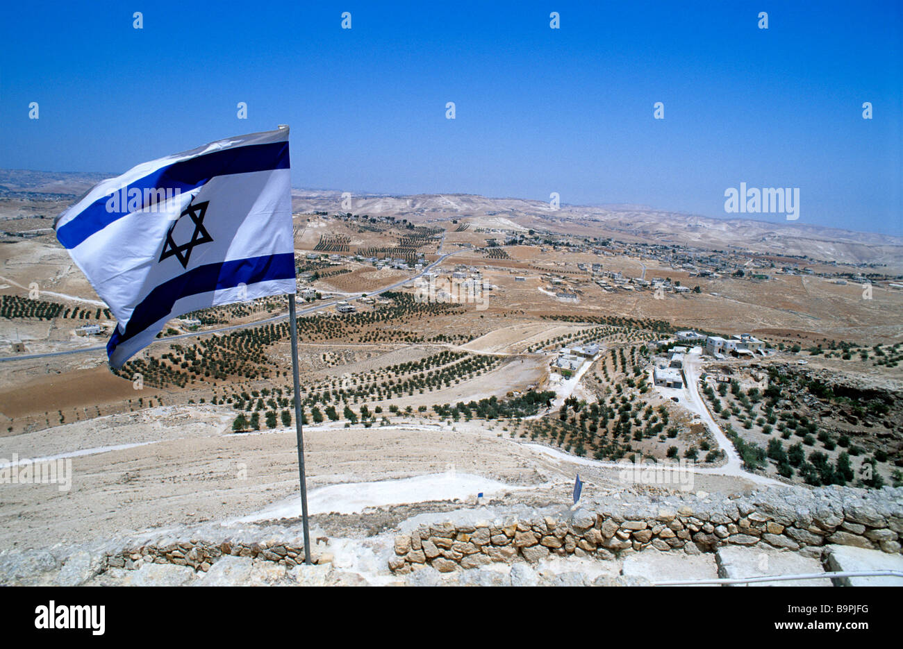 Palestine, West Bank (disputed territory), Israeli flag and Palestian ...