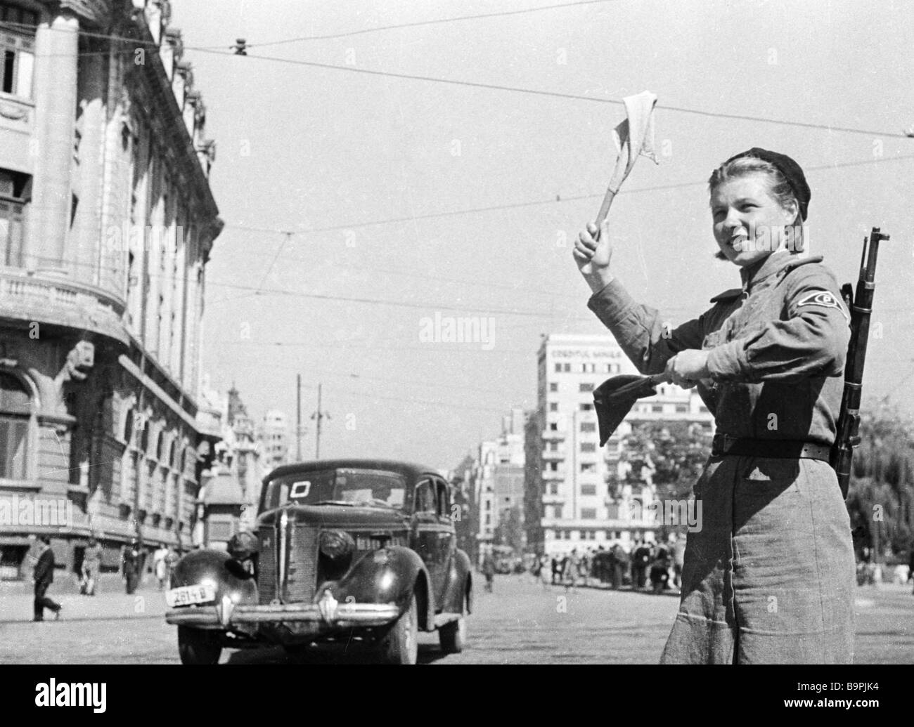 Soviet traffic controller in a street of Bucharest Stock Photo - Alamy