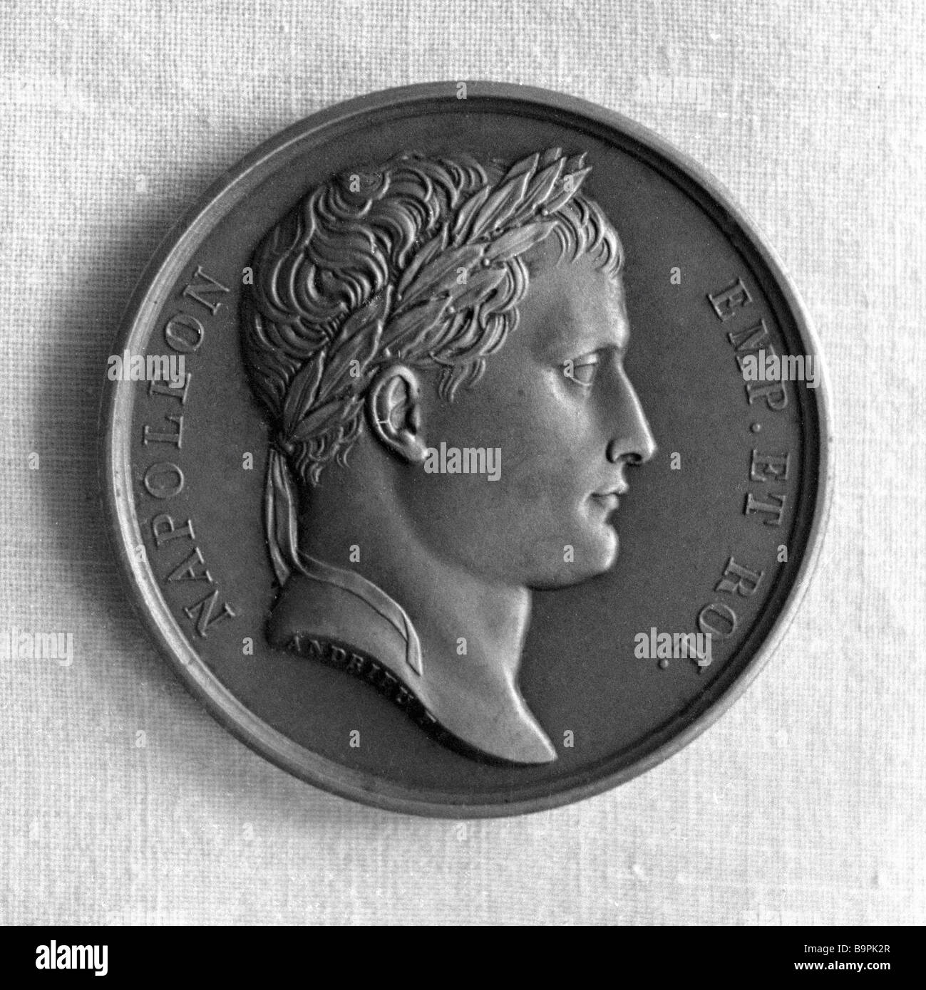 A silver French medal depicting Napoleon issued in 1812 and designed by ...