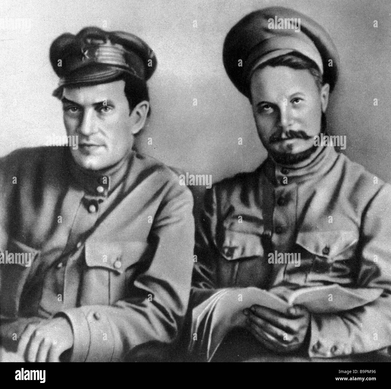 Founders of the Soviet armed forces Mikhail Frunze right and Valerian ...