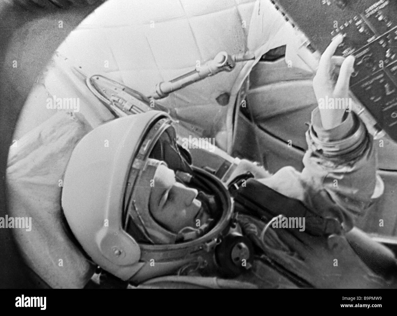 Pilot Cosmonaut Valentina Tereshkova inside Vostok spacecraft simulator Stock Photo - Alamy