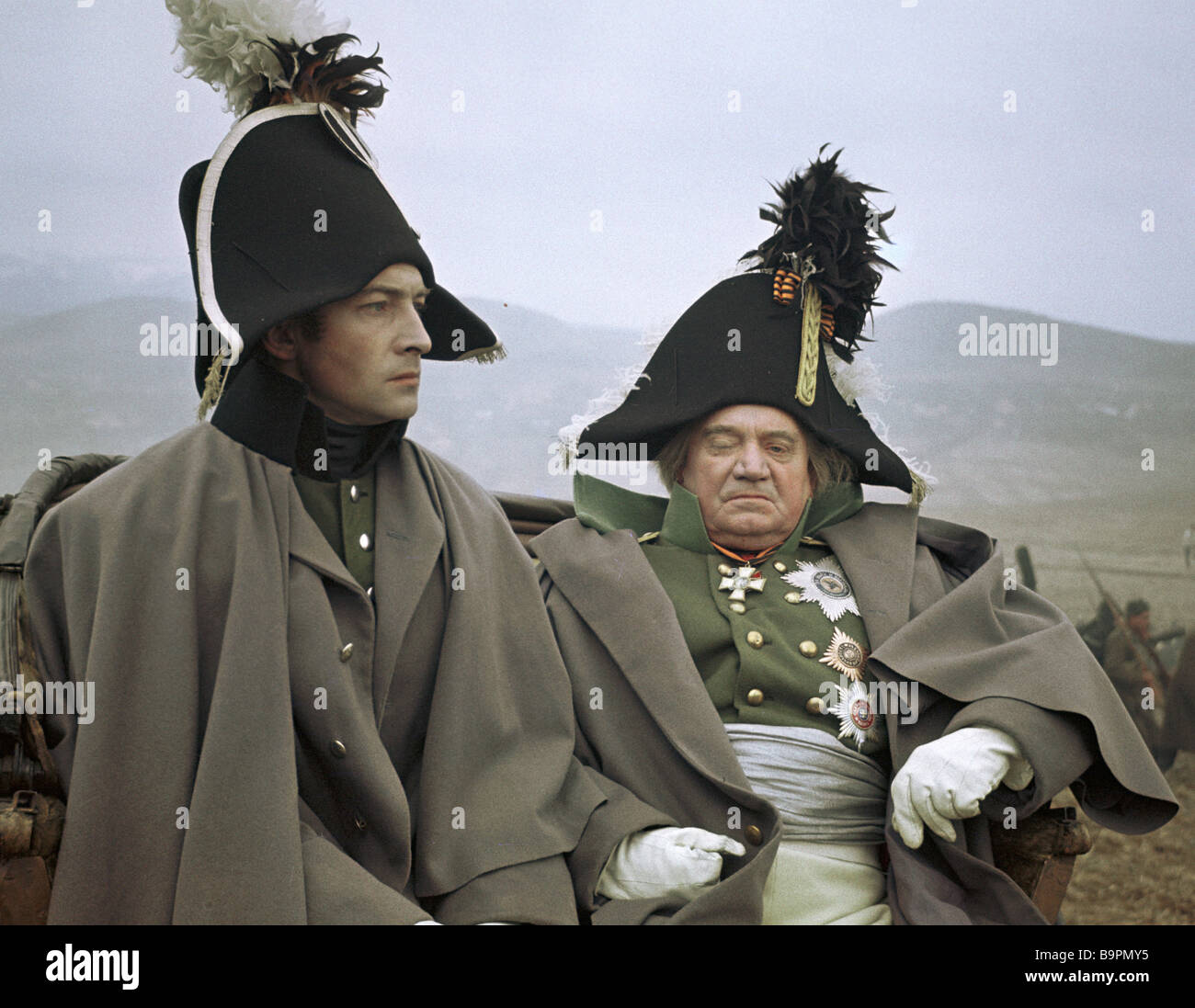 Vyacheslav Tikhonov as Bolkonsky left and Boris Zakhava as Kutuzov in ...