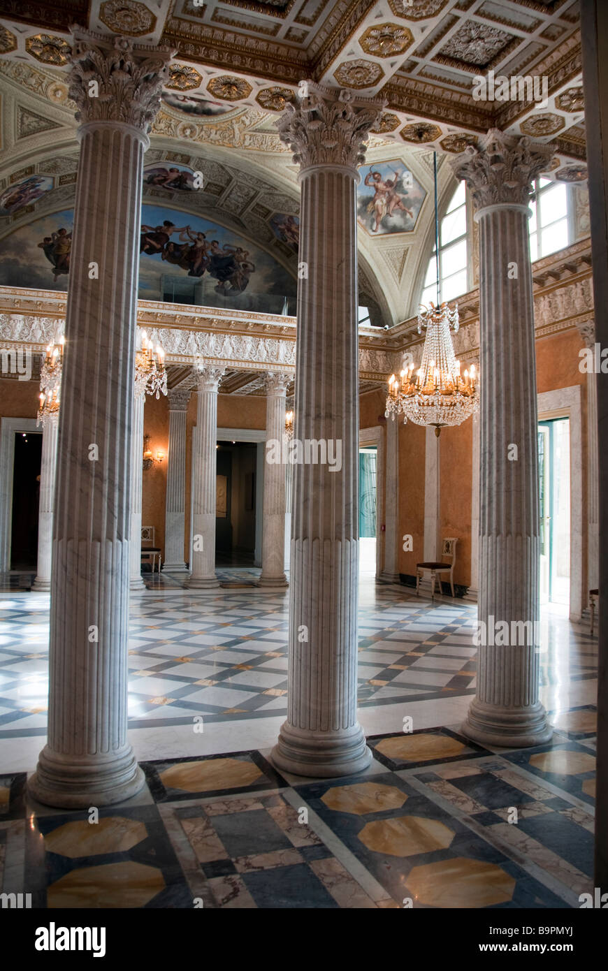 Ballroom of Villa Torlonia, former residence of Benito Mussolini and ...