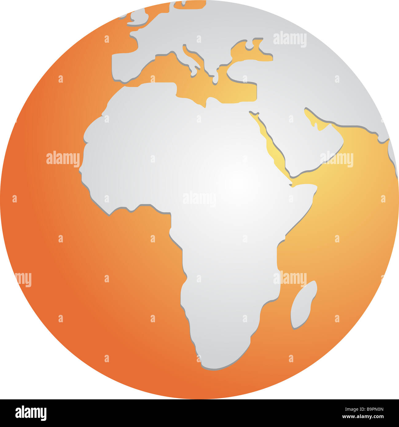 Globe map illustration of the African continents Stock Photo - Alamy