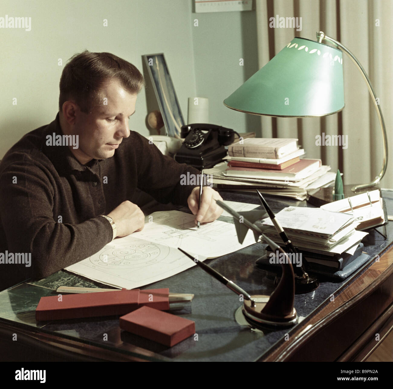 Cosmonaut Yury Gagarin in his study Stock Photo - Alamy
