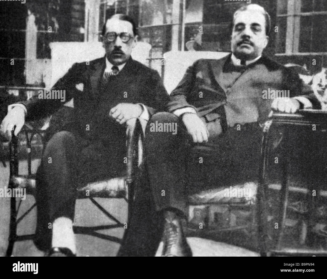 Ballet master Serge Diaghilev right and composer Igor Stravinsky left ...