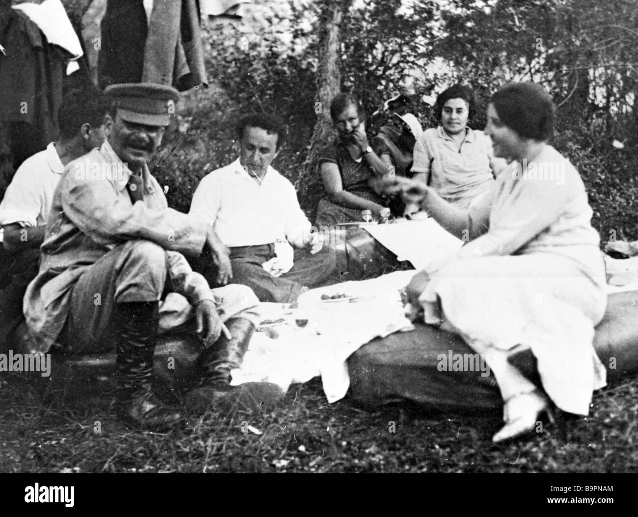 Josef Stalin first left and his wife Nadezhda Alliluyeva first right ...